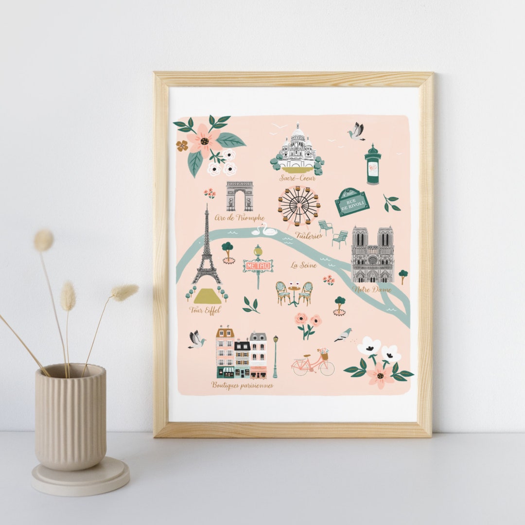 Paris A3 Illustration Poster - Etsy
