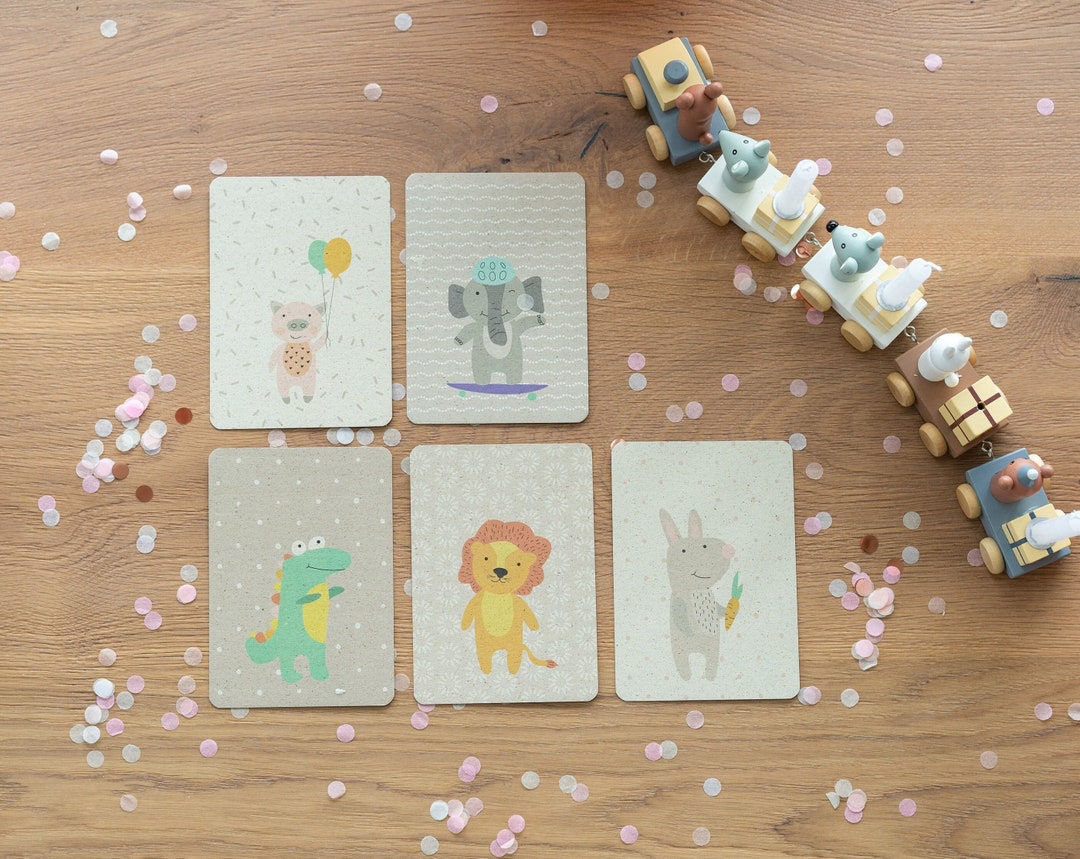 Motif Cards Set Made of Grass Cardboard - Etsy