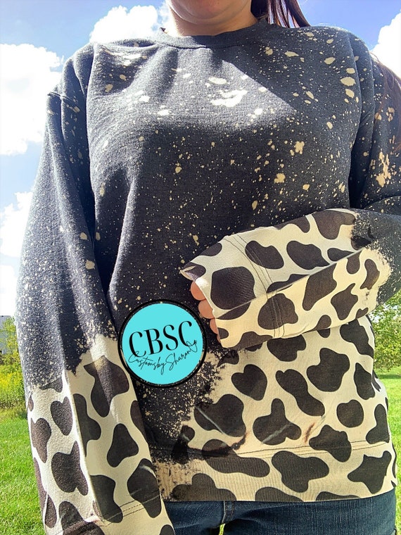 Cow Print Crewneck Cow Crewneck Cow Print Shirt Cow - Etsy