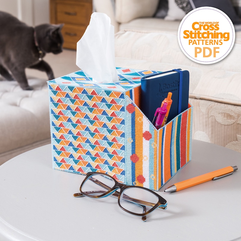 Cross Stitch Tissue Box - Etsy