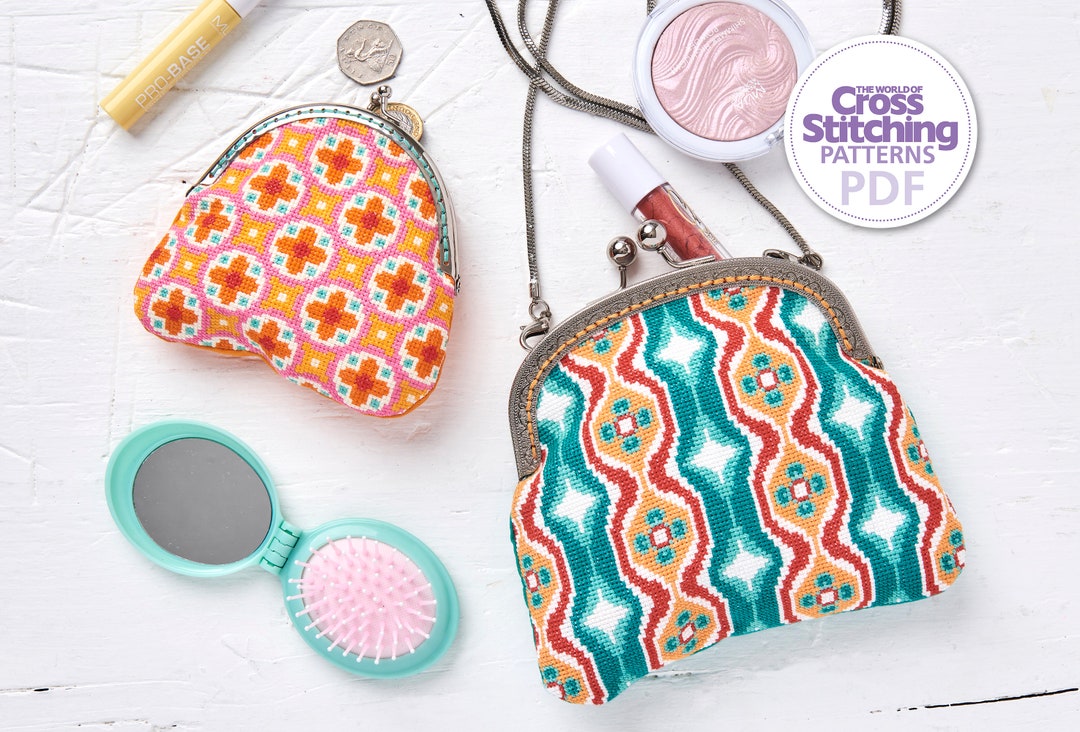 Retro Purse Cross Stitch Pattern PDF Charts Instant Download Flower ...