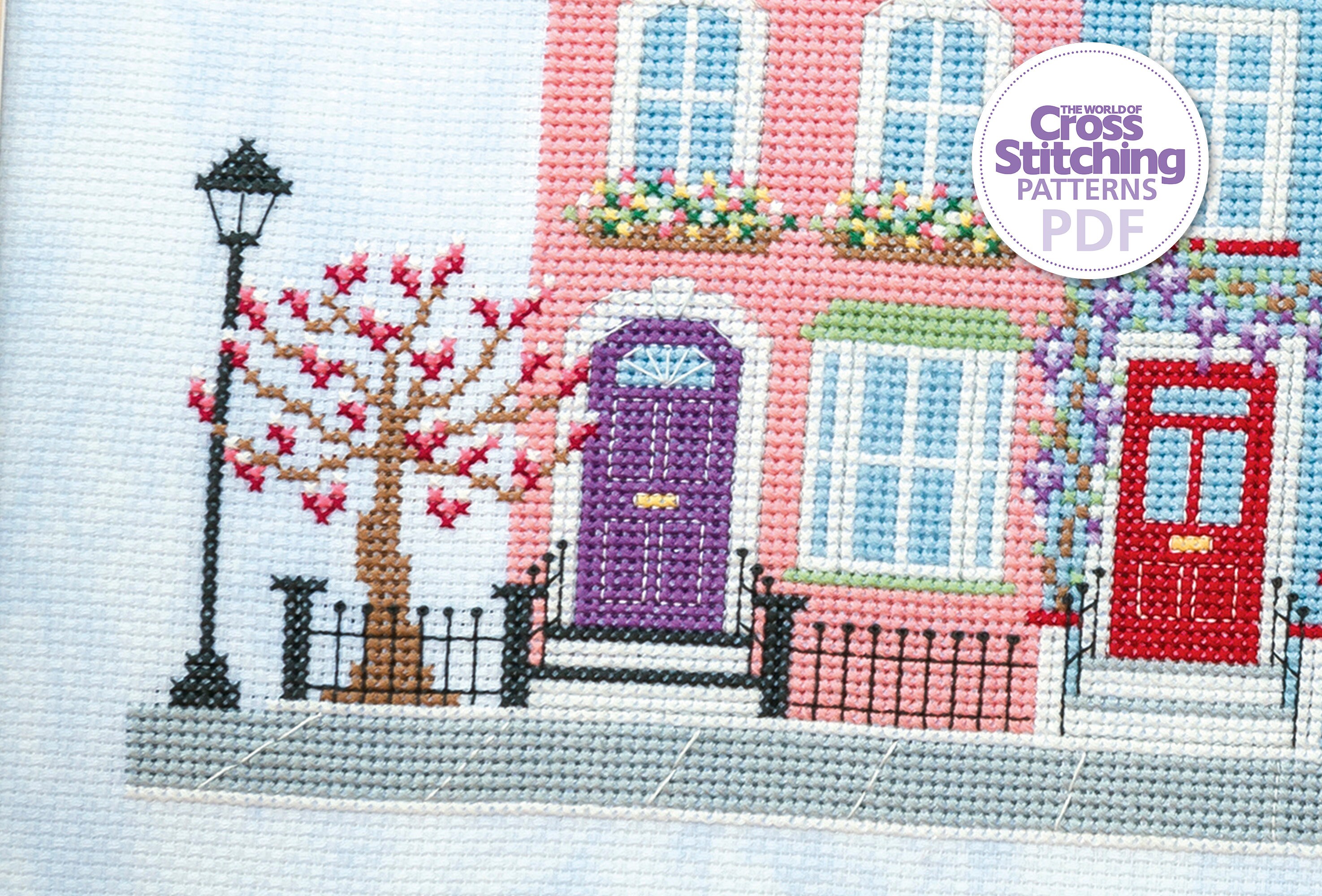Stylish Street Cross Stitch Pattern PDF Chart Instant Download, Row of ...