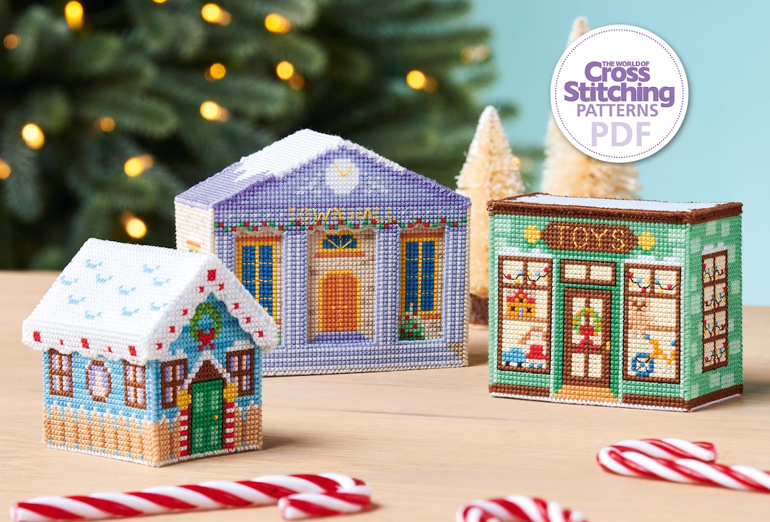 3D Christmas Village 1 Cross Stitch Pattern PDF Chart Instant Download ...