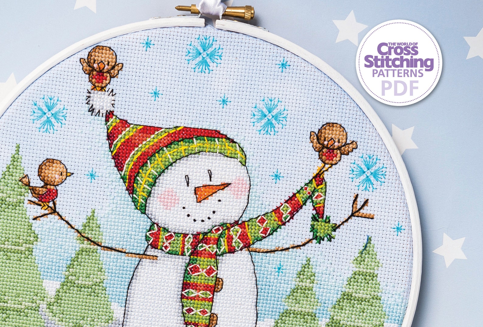 Snowman Cross Stitch Pattern PDF Chart Instant Download Round - Etsy
