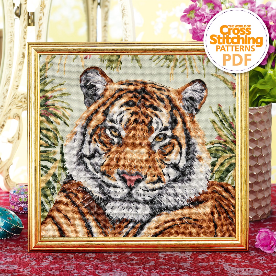 Tiger Cross Stitch Pattern PDF Chart Instant Download, Realistic Animal ...