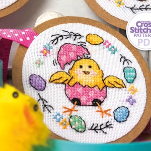Easter Chick Cross Stitch Tag Patterns PDF Charts Instant Download, Fun ...