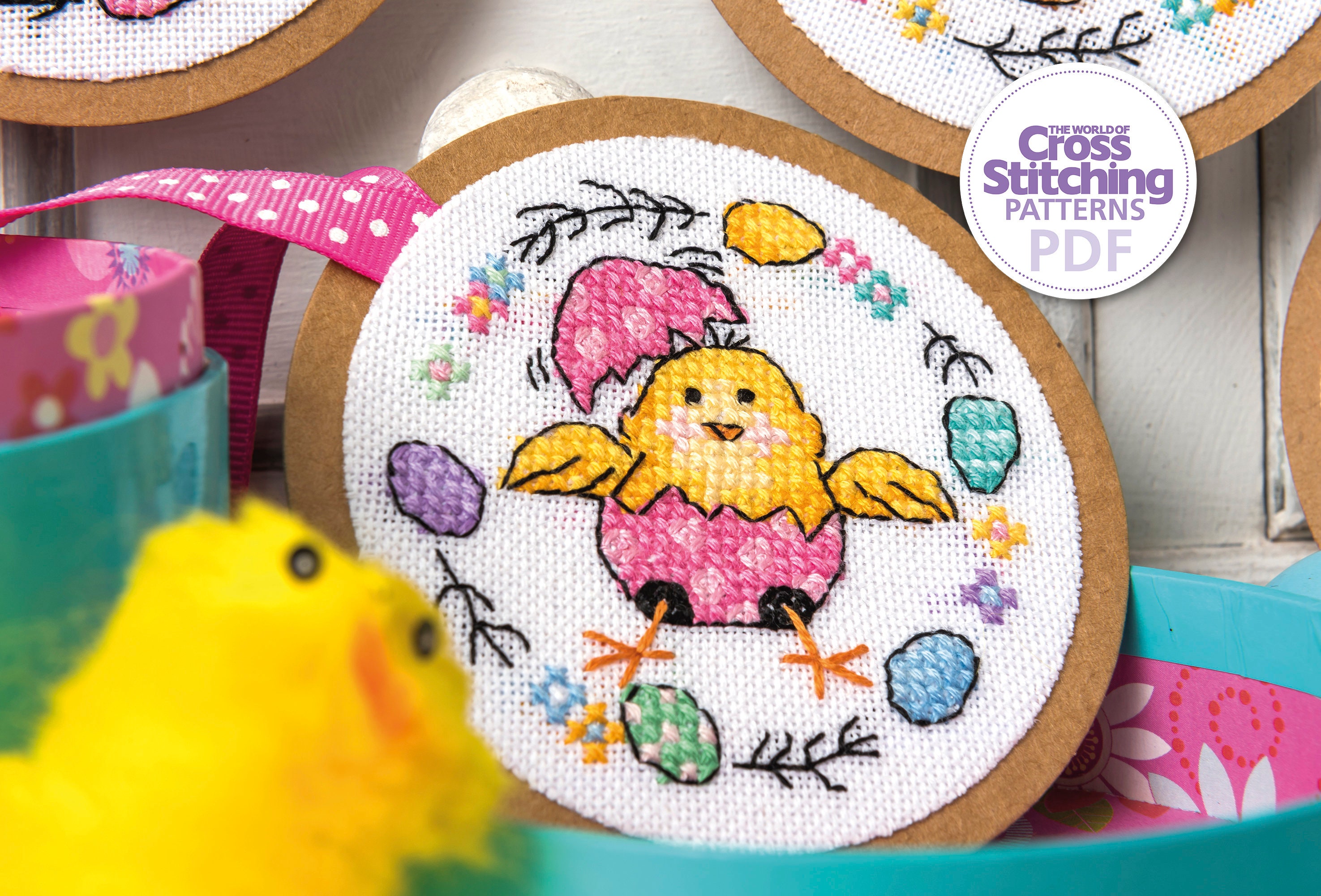 Easter Chick Cross Stitch Tag Patterns PDF Charts Instant Download, Fun Kids Easter Crafts Gifts ...