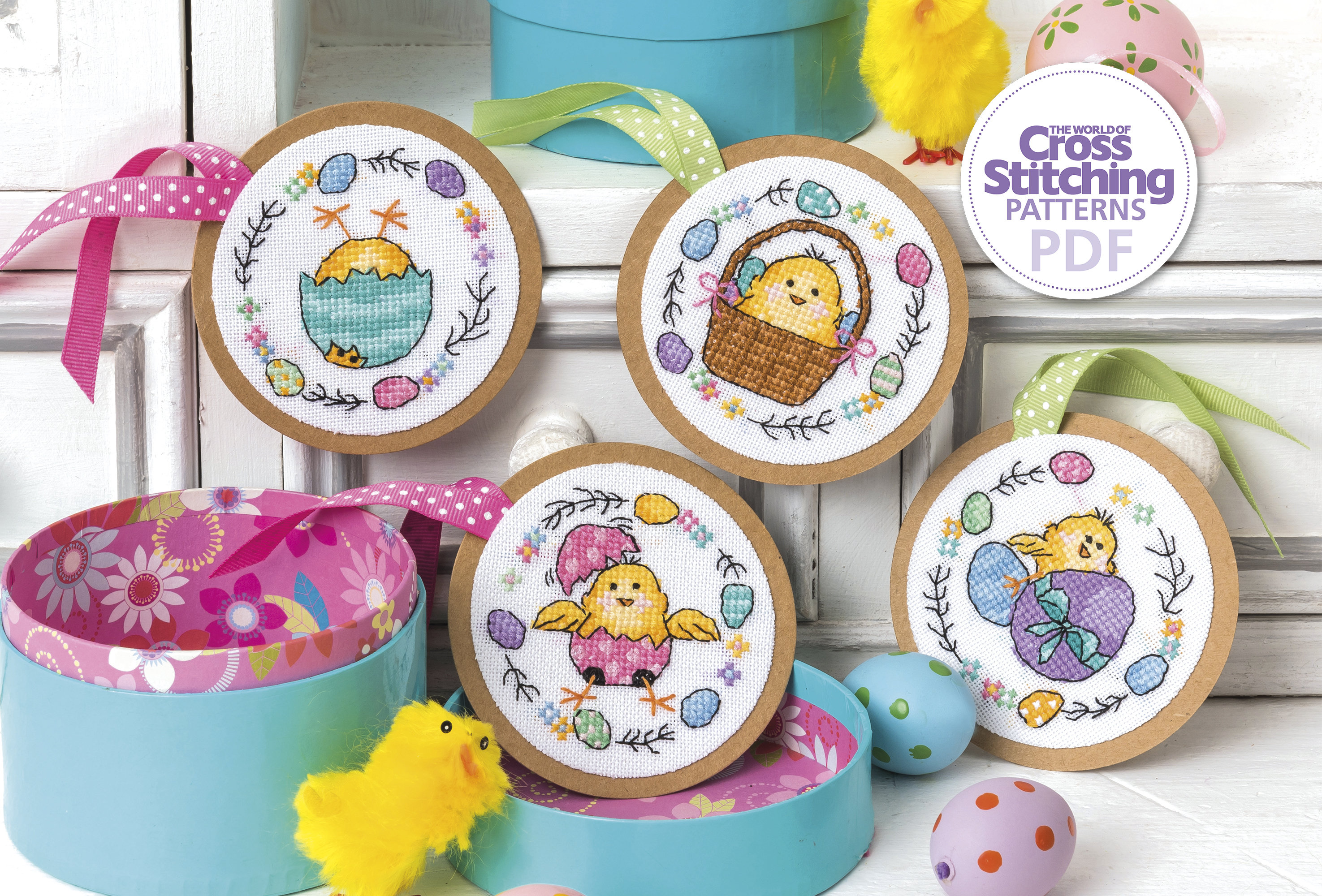 Easter Chick Cross Stitch Tag Patterns PDF Charts Instant - Etsy