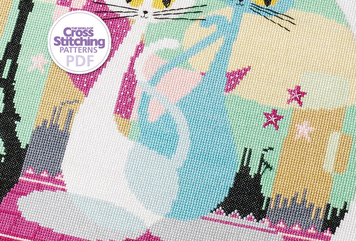 Abstract Cats Cross Stitch Pattern PDF Chart Instant Download, Parisian ...