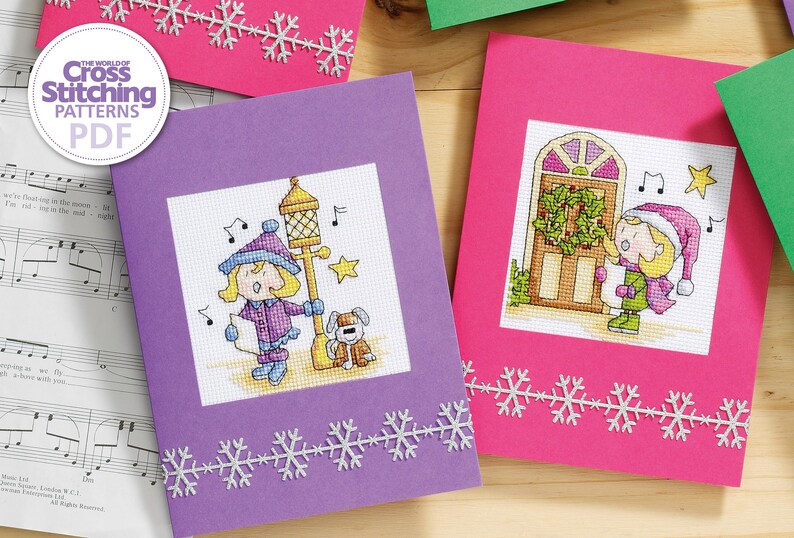 Carol Singers Christmas Cards Cross Stitch Patterns PDF Chart Instant ...