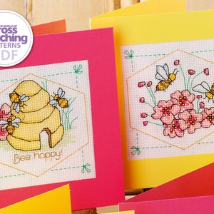 Bee Cards Cross Stitch Patterns PDF Charts Instant Download, Fun All ...