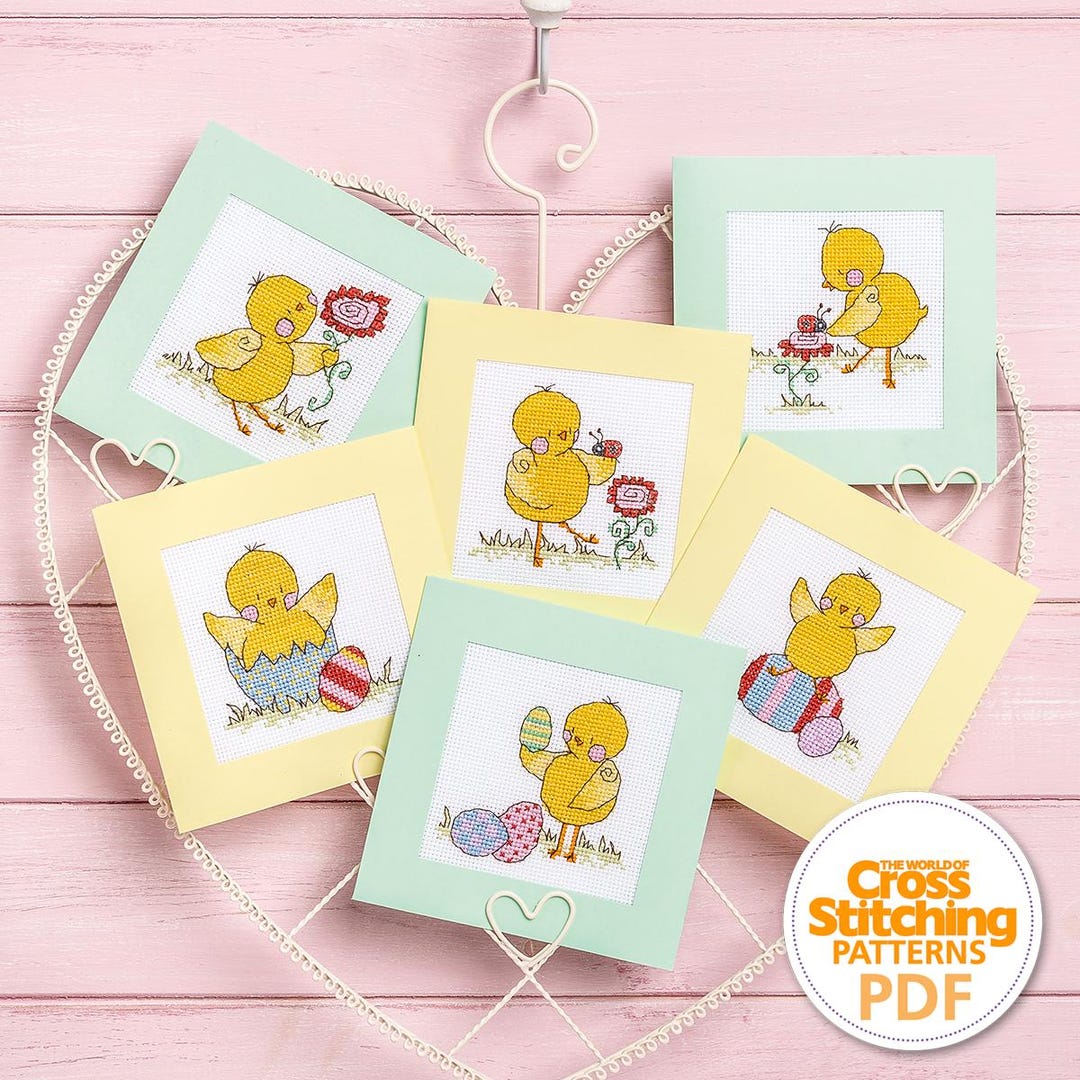 Easter Chick Cross Stitch Patterns PDF Charts Instant Download, Set of ...