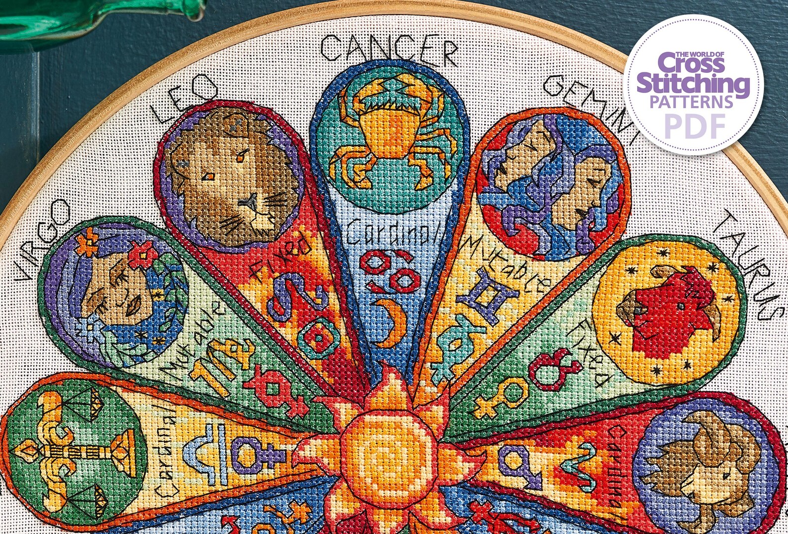 Astrology Wheel Cross Stitch Pattern PDF Chart Instant Download, Zodiac ...