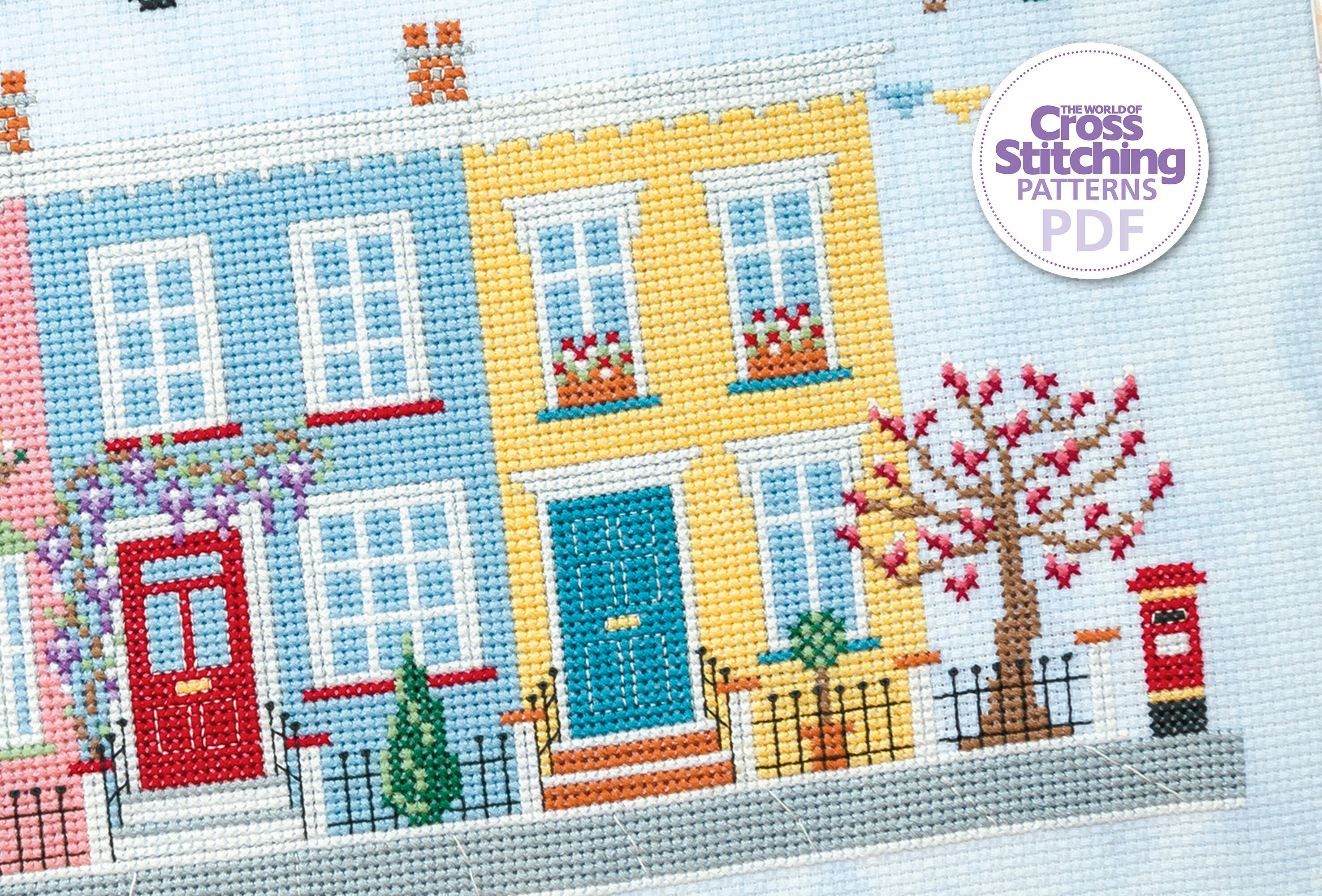 Stylish Street Cross Stitch Pattern PDF Chart Instant Download, Row of ...
