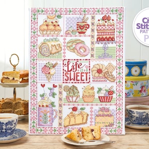 Life is Sweet Sampler Cross Stitch Pattern PDF Chart Instant Download ...