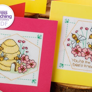Bee Cards Cross Stitch Patterns PDF Charts Instant Download, Fun All ...