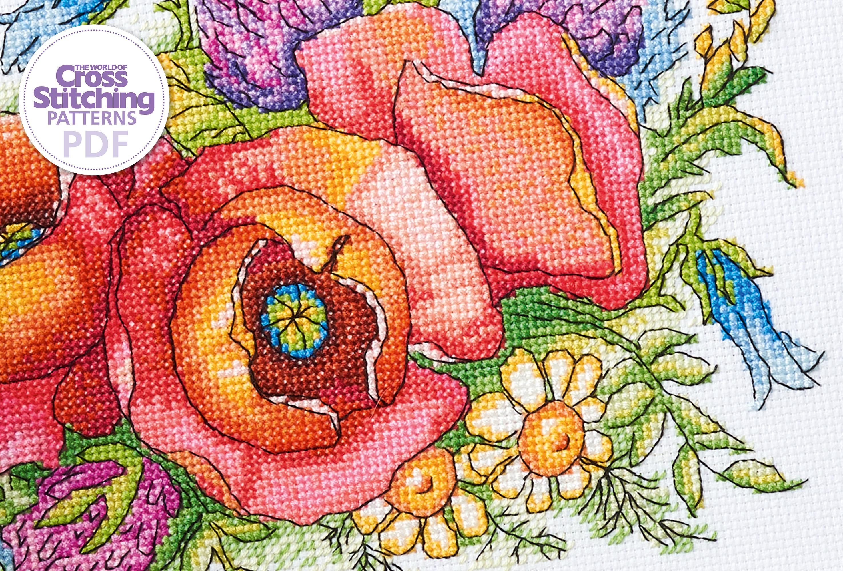 Poppy Cross Stitch Pattern PDF Chart Instant Download, Pretty Flower ...