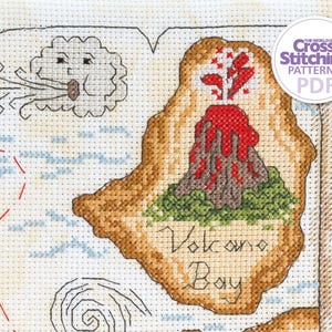 Pirate Treasure Map Cross Stitch Pattern PDF Chart Instant Download ...