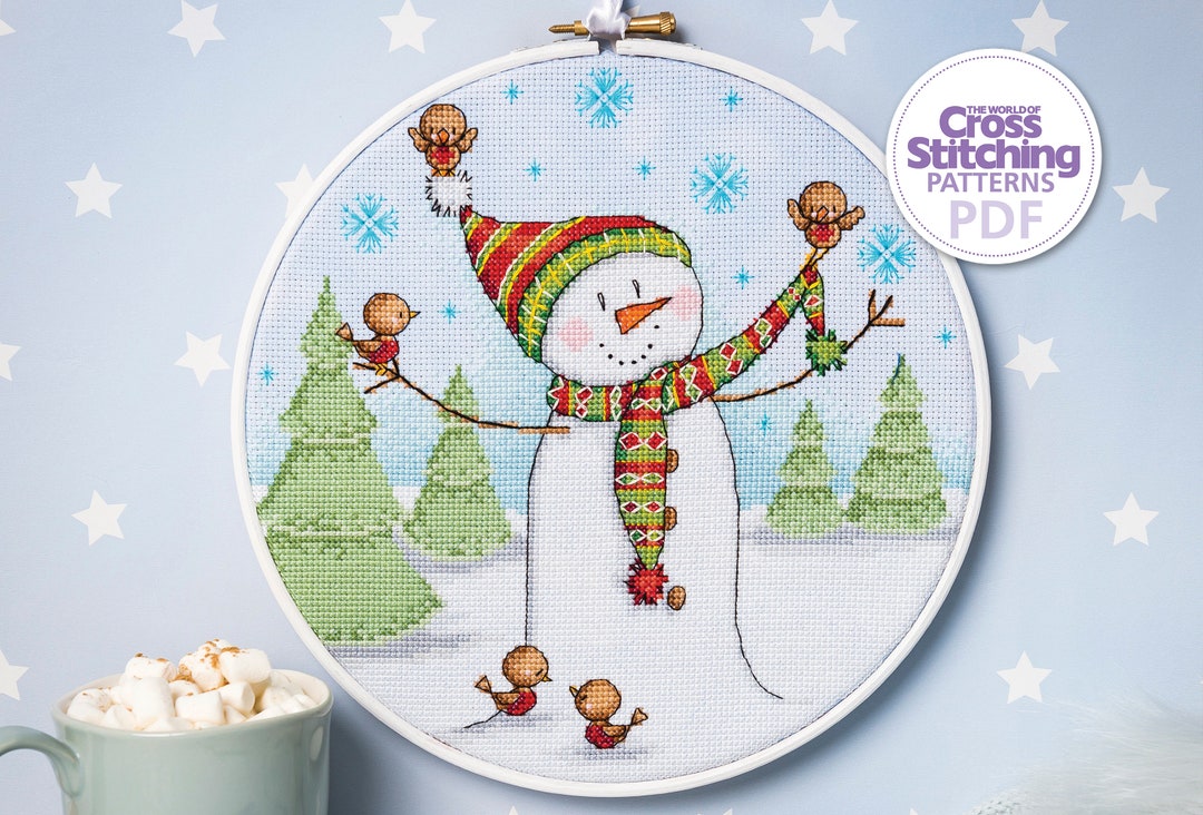 Snowman Cross Stitch Pattern PDF Chart Instant Download Round Robins ...