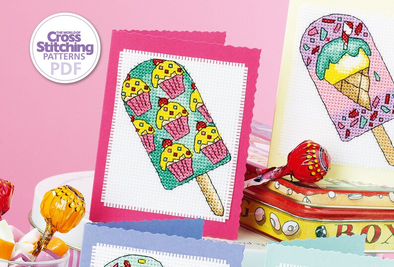 Ice Lolly Summer Cards Cross Stitch Patterns PDF Charts Instant ...