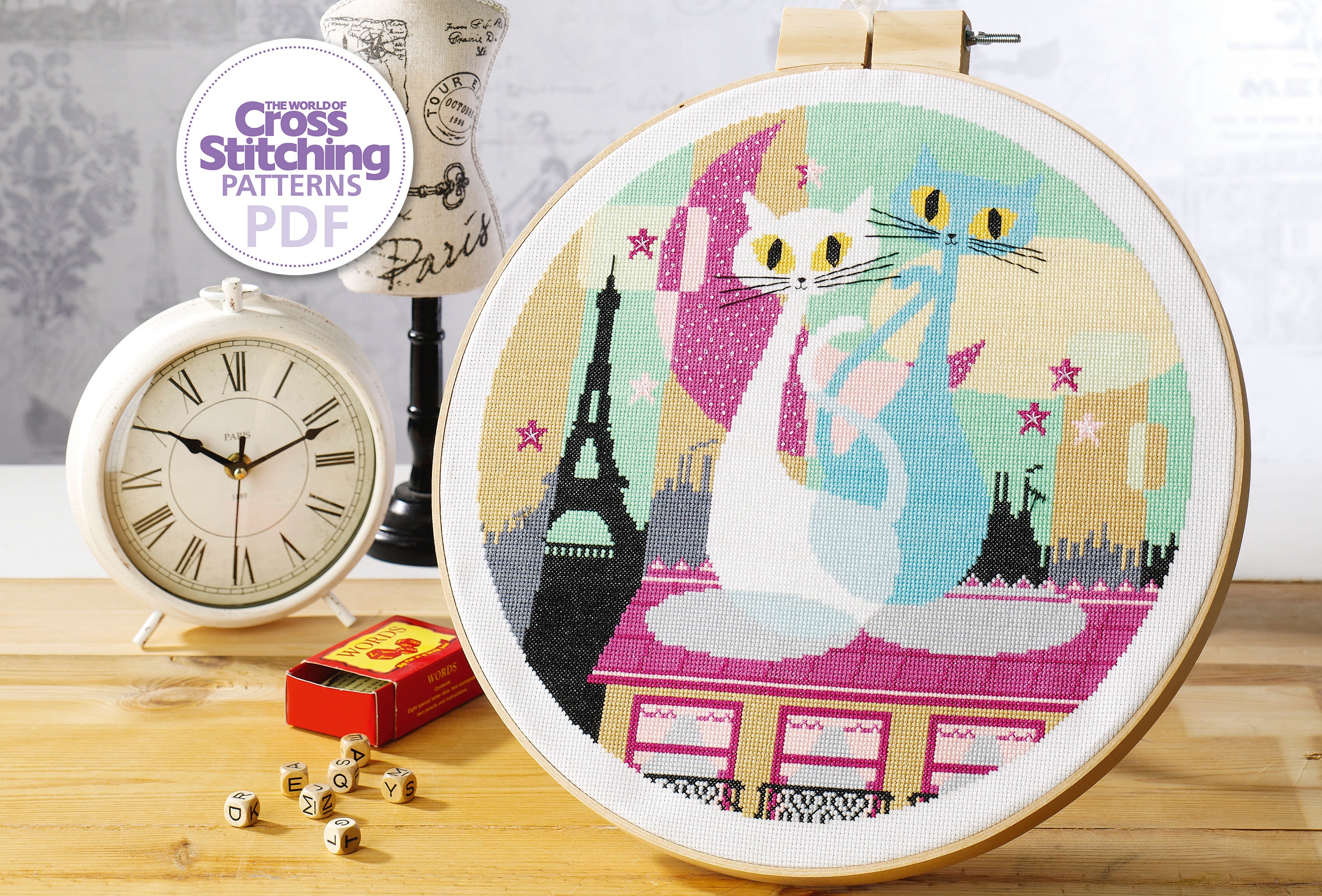 Abstract Cats Cross Stitch Pattern PDF Chart Instant Download, Parisian ...