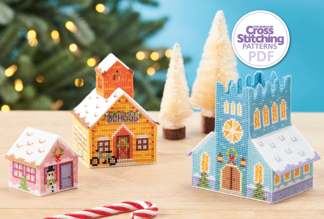 3D Christmas Village 3 Cross Stitch Pattern PDF Chart Instant Download ...