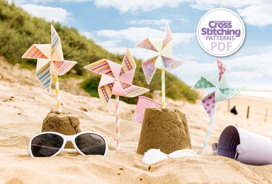 Pinwheels Windmill 3D Cross Stitch Pattern PDF Charts Instant Download ...