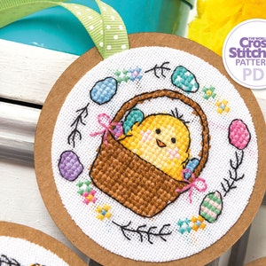 Easter Chick Cross Stitch Tag Patterns PDF Charts Instant Download, Fun ...