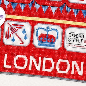 London Bus Cross Stitch Pattern PDF Chart Instant Download, Double ...