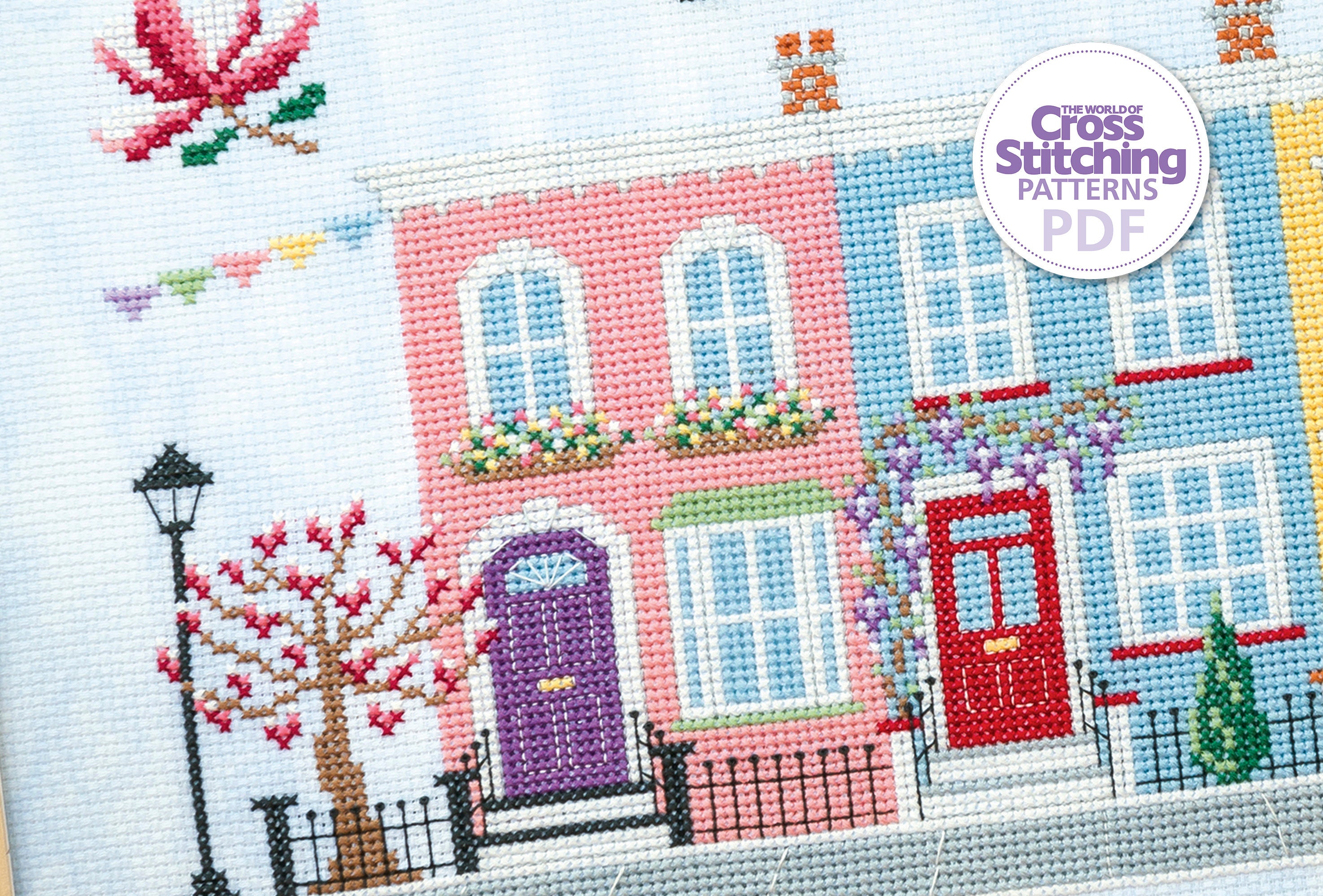 Stylish Street Cross Stitch Pattern PDF Chart Instant Download, Row of ...