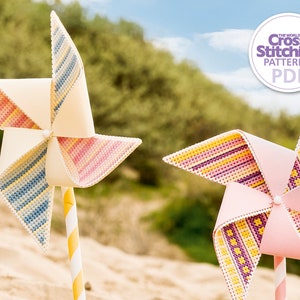 Pinwheels Windmill 3D Cross Stitch Pattern PDF Charts Instant Download ...