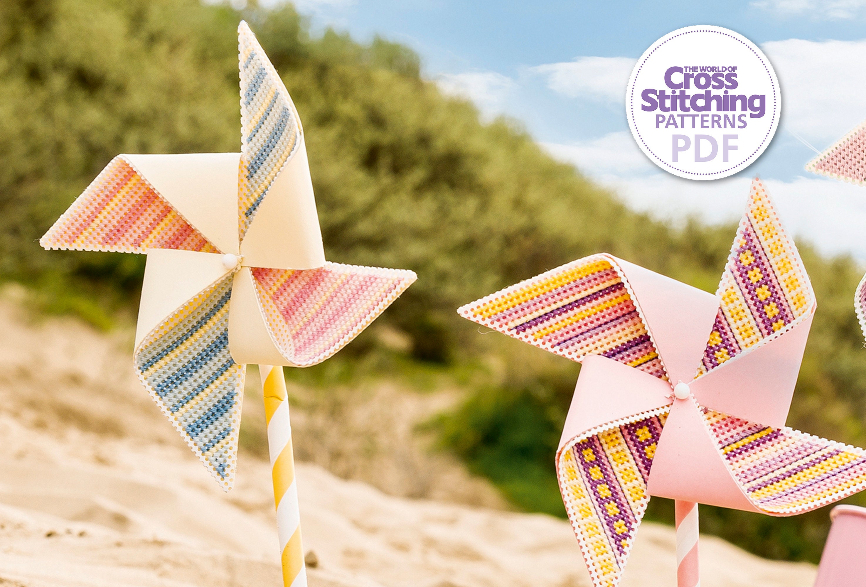 Pinwheels Windmill 3D Cross Stitch Pattern PDF Charts Instant Download ...