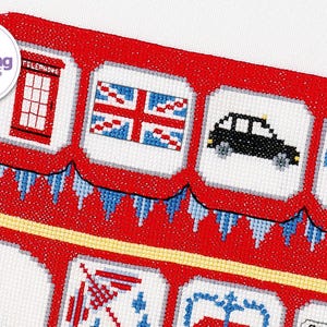 London Bus Cross Stitch Pattern PDF Chart Instant Download, Double ...