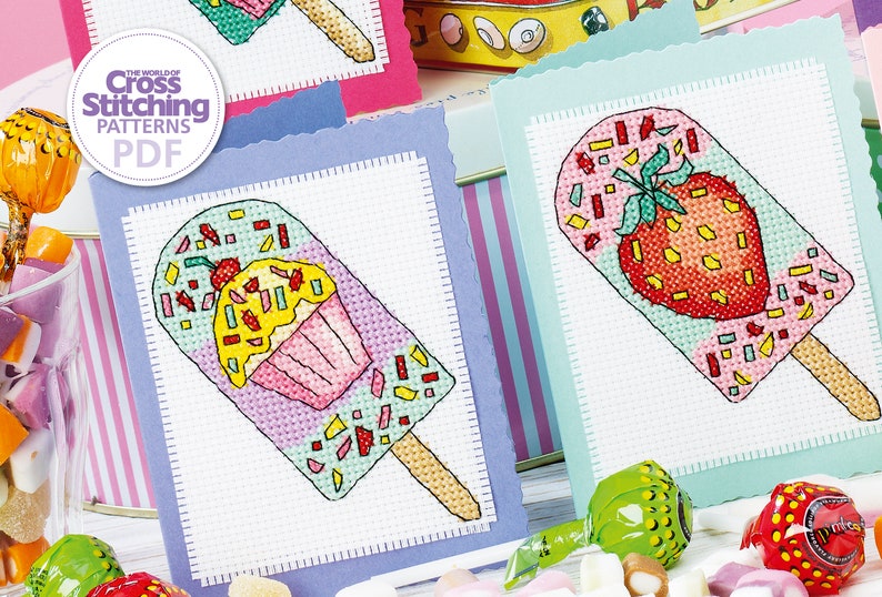 Ice Lolly Summer Cards Cross Stitch Patterns PDF Charts Instant ...