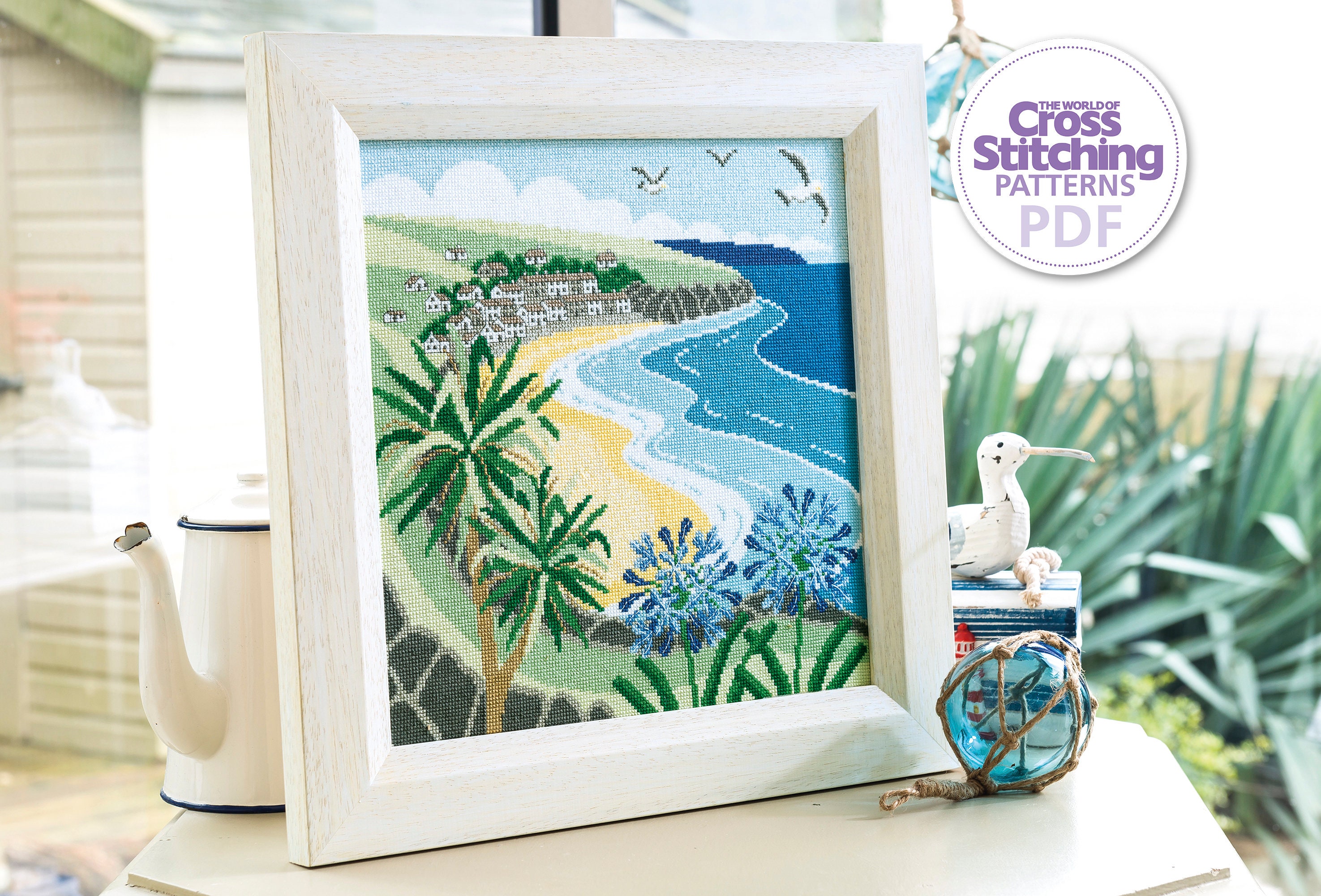 Beach Scene Cross Stitch Pattern PDF Chart Instant Download, Cornwall ...