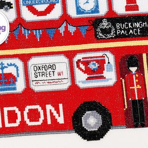 London Bus Cross Stitch Pattern PDF Chart Instant Download, Double ...