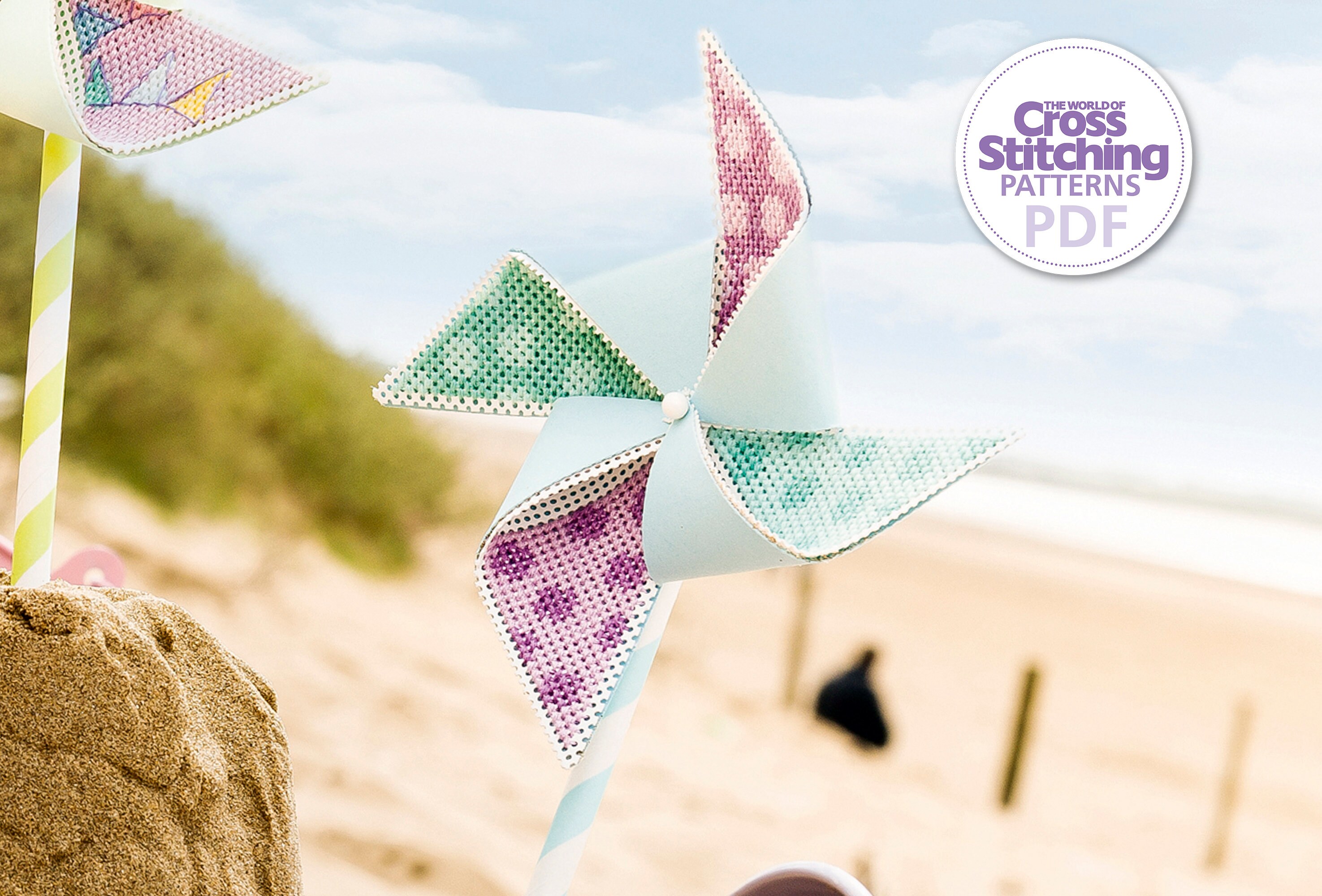 Pinwheels Windmill 3D Cross Stitch Pattern PDF Charts Instant Download ...