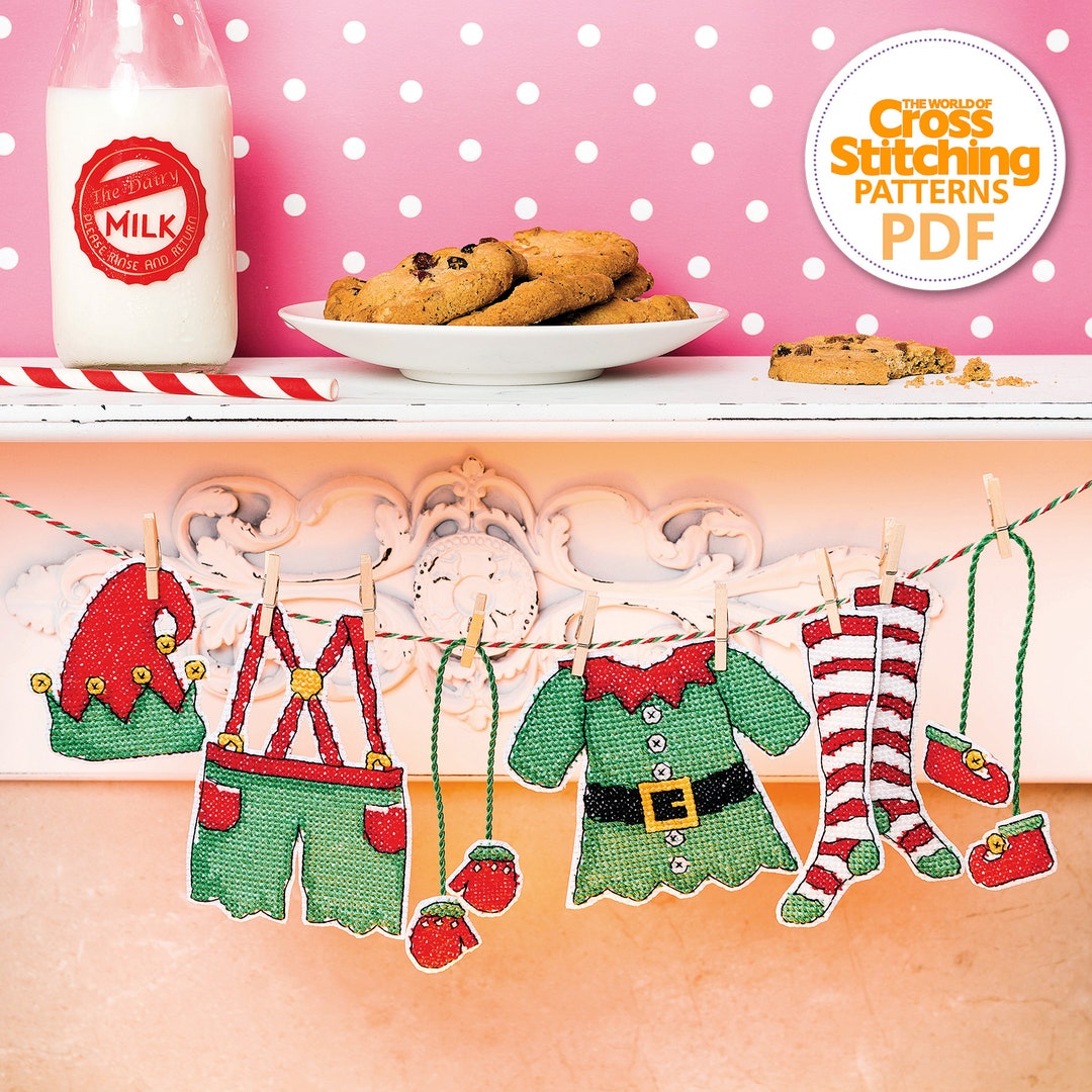 Elf Clothes Bunting Cross Stitch Patterns PDF Chart Instant Download ...