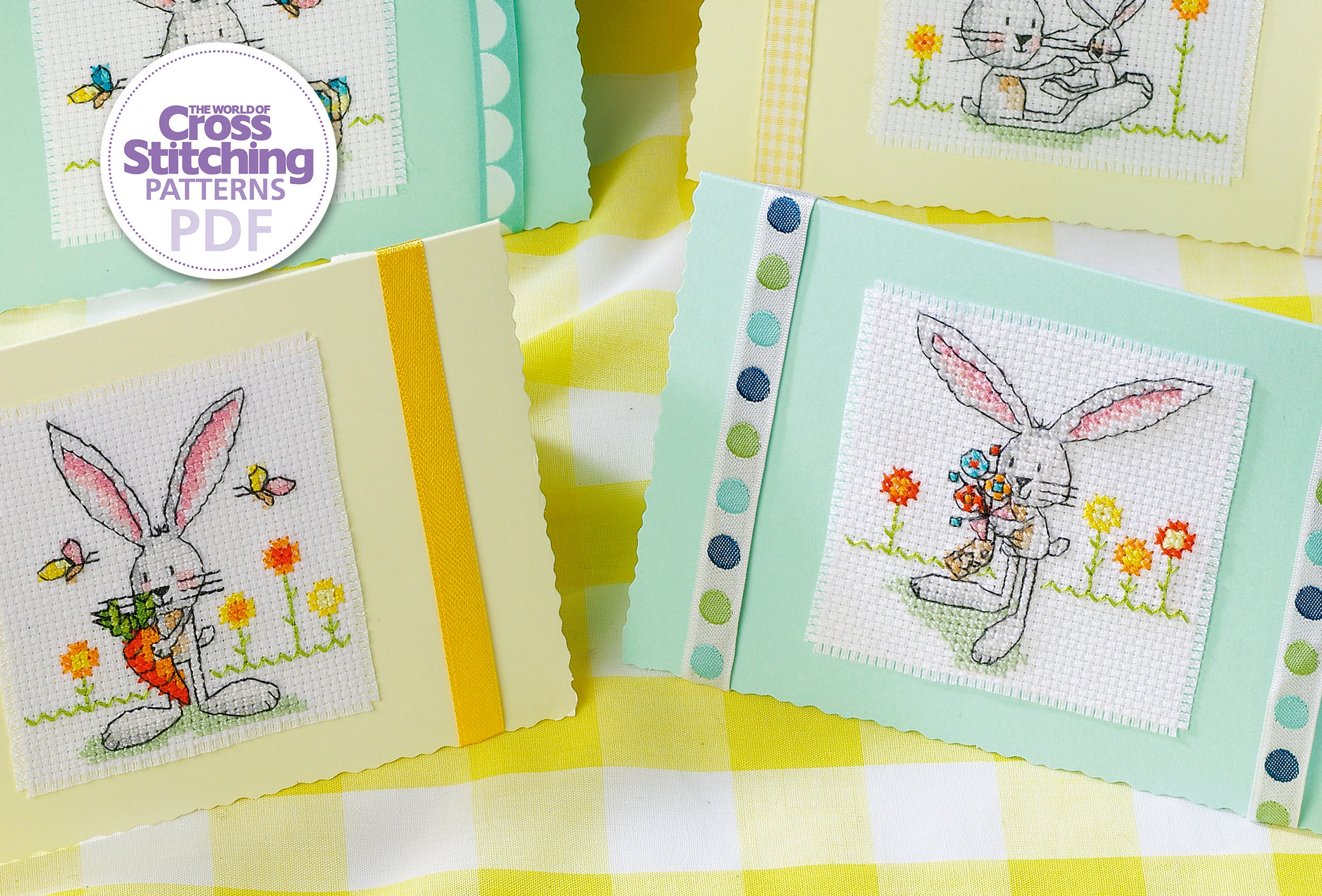 Spring Bunny Cross Stitch Patterns PDF Charts Instant Download, Set of ...
