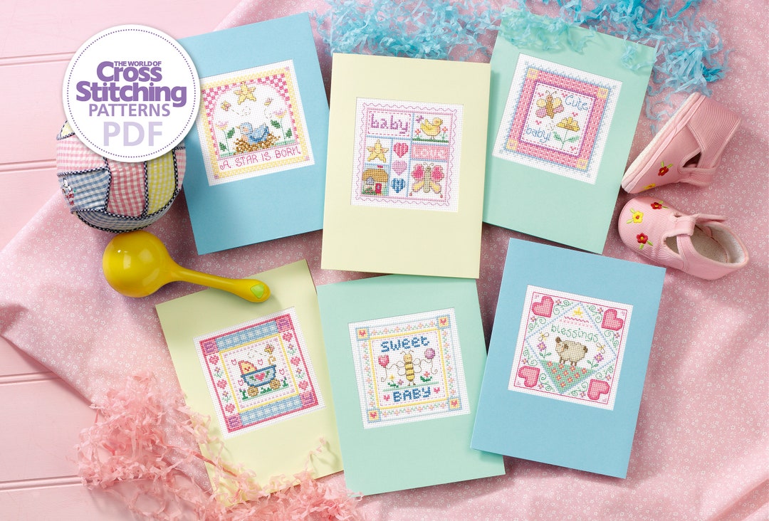 New Baby Cross Stitch Pattern PDF Chart Instant Download Set of 6 ...