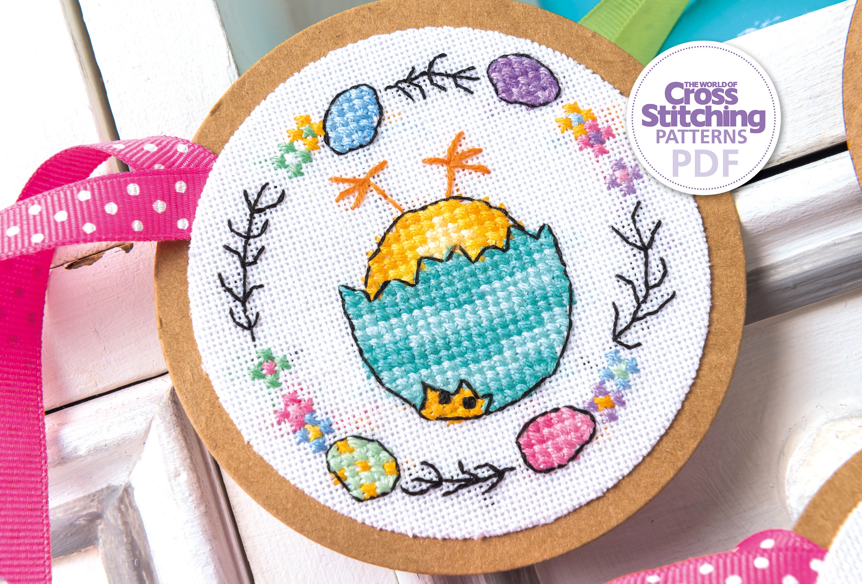 Easter Chick Cross Stitch Tag Patterns PDF Charts Instant - Etsy