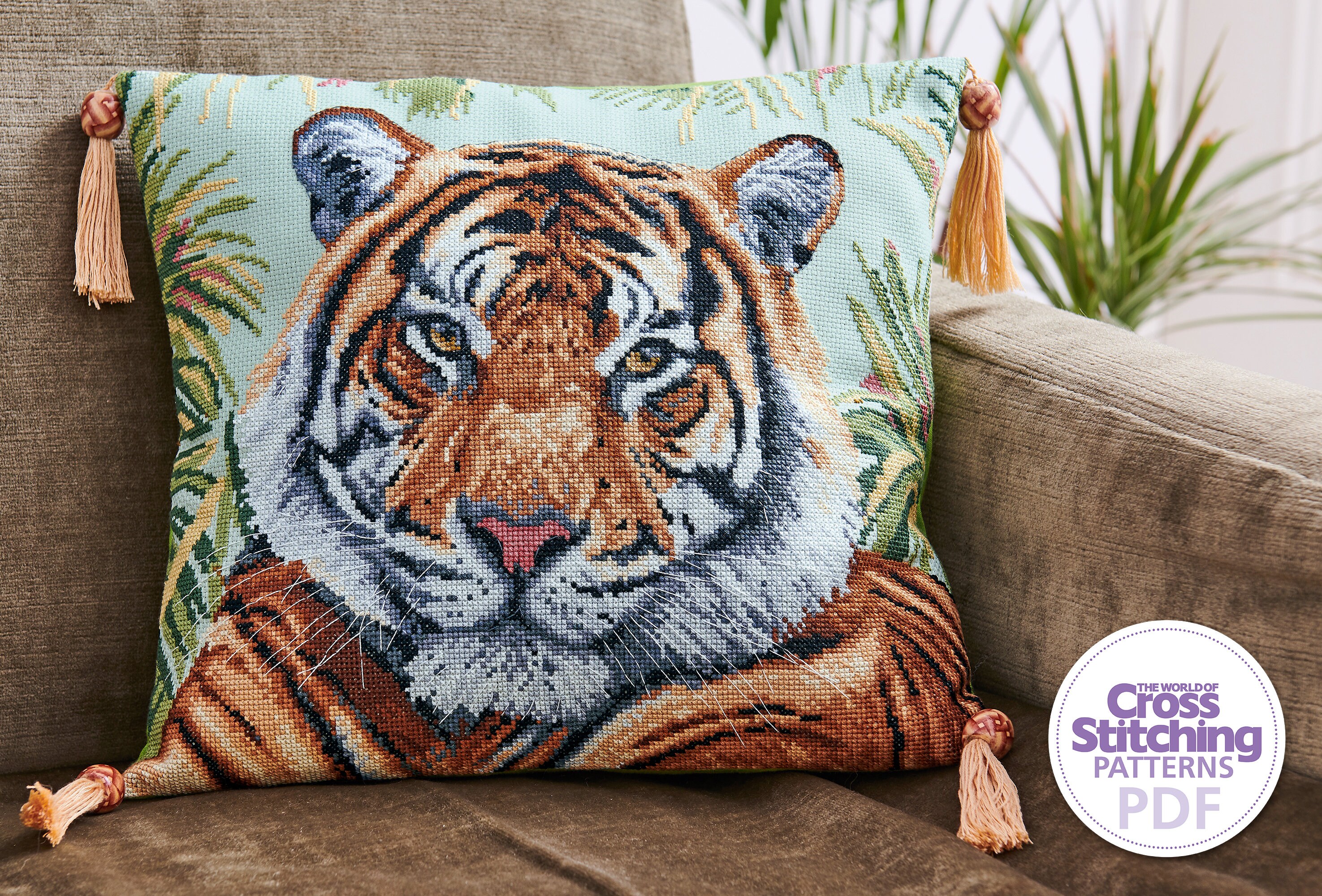 Tiger Cross Stitch Pattern PDF Chart Instant Download, Realistic Animal ...