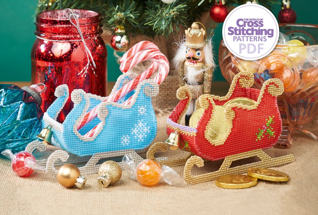 3D Santa Sleigh Cross Stitch Pattern PDF Chart Instant Download ...