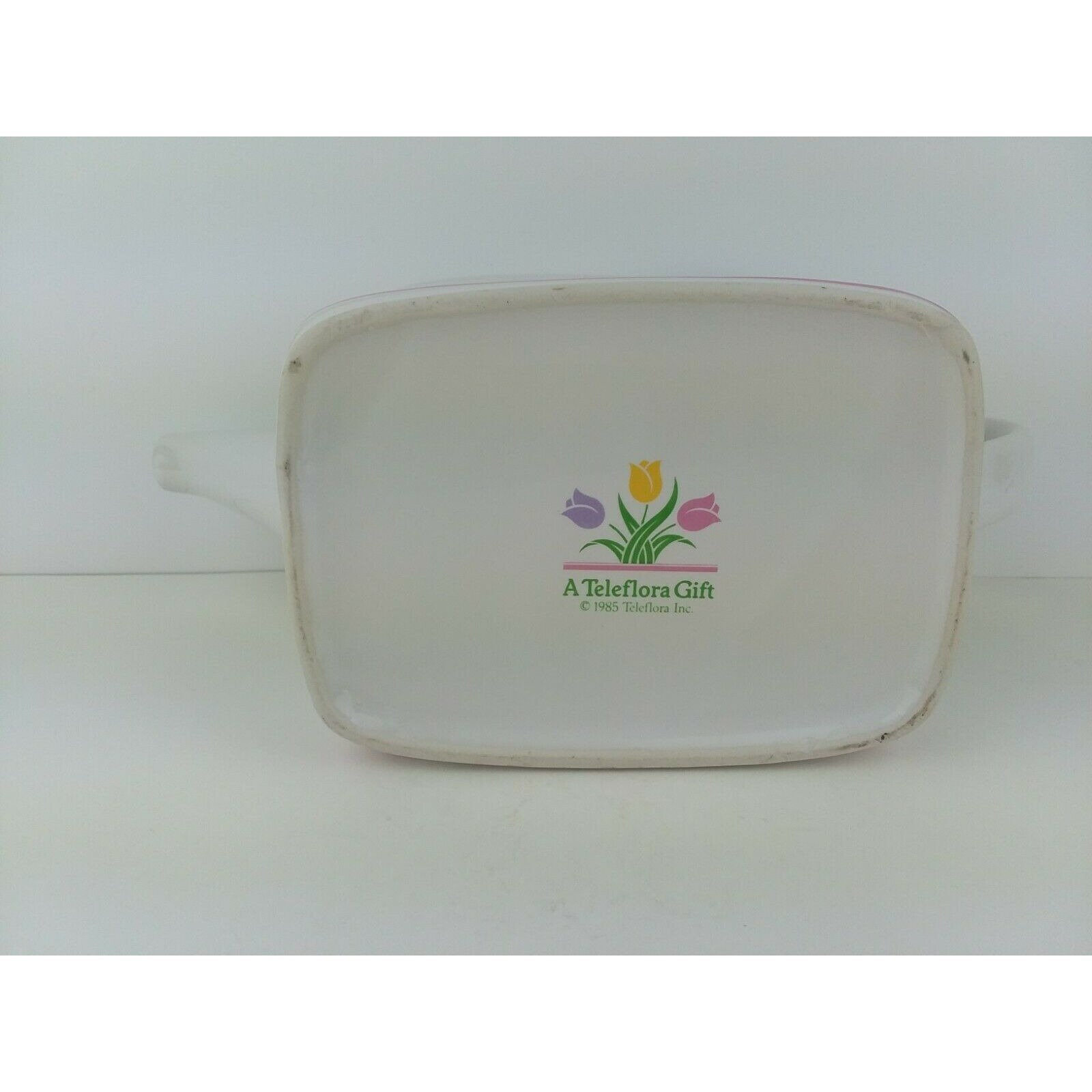 Vintage 1985 Teleflora Ceramic Watering Can Planter Vase With Tulip ...