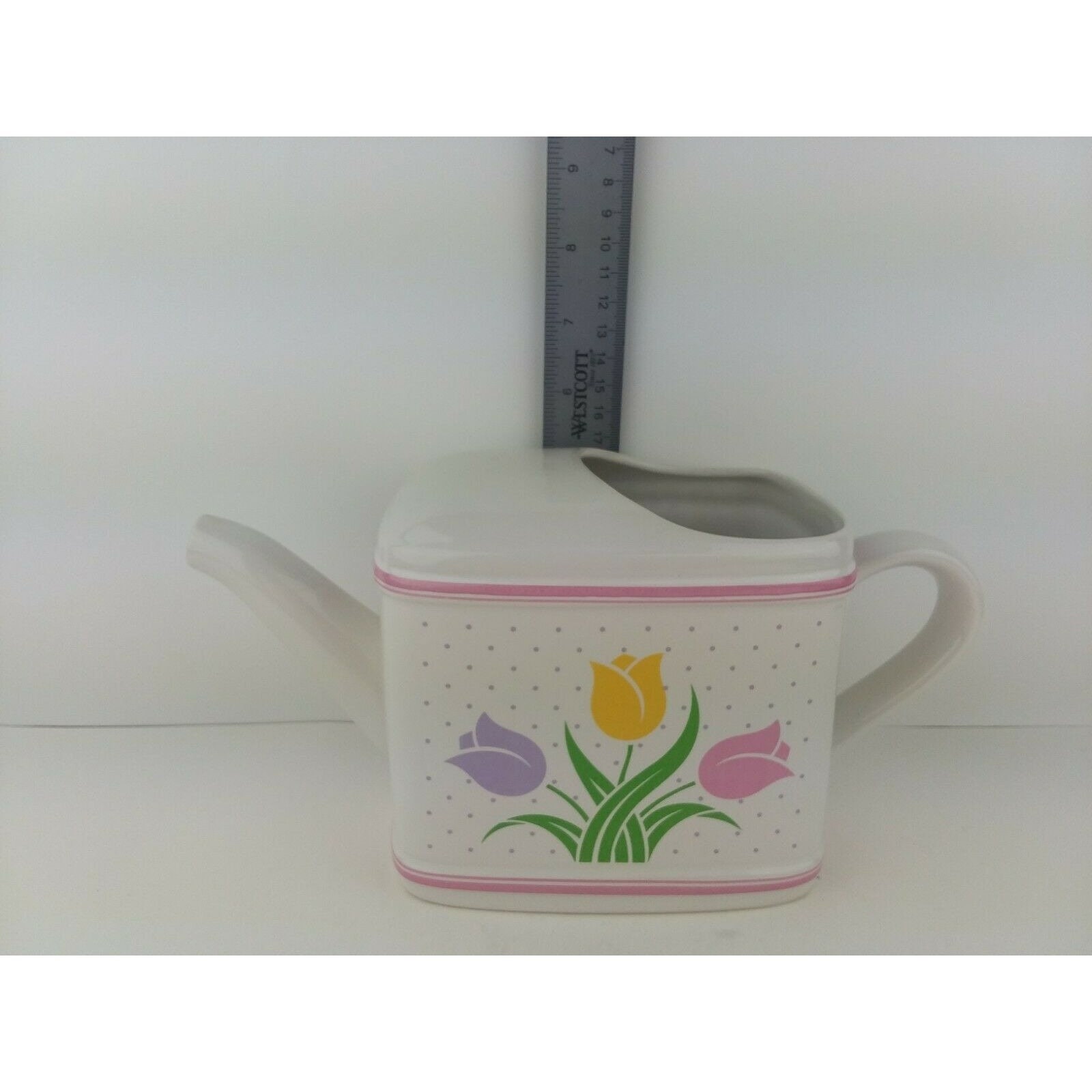 Vintage 1985 Teleflora Ceramic Watering Can Planter Vase With Tulip ...