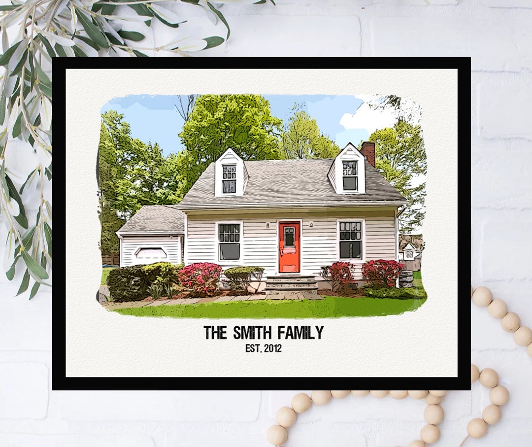 CUSTOM Watercolor House Portrait Home Digital Portrait From - Etsy
