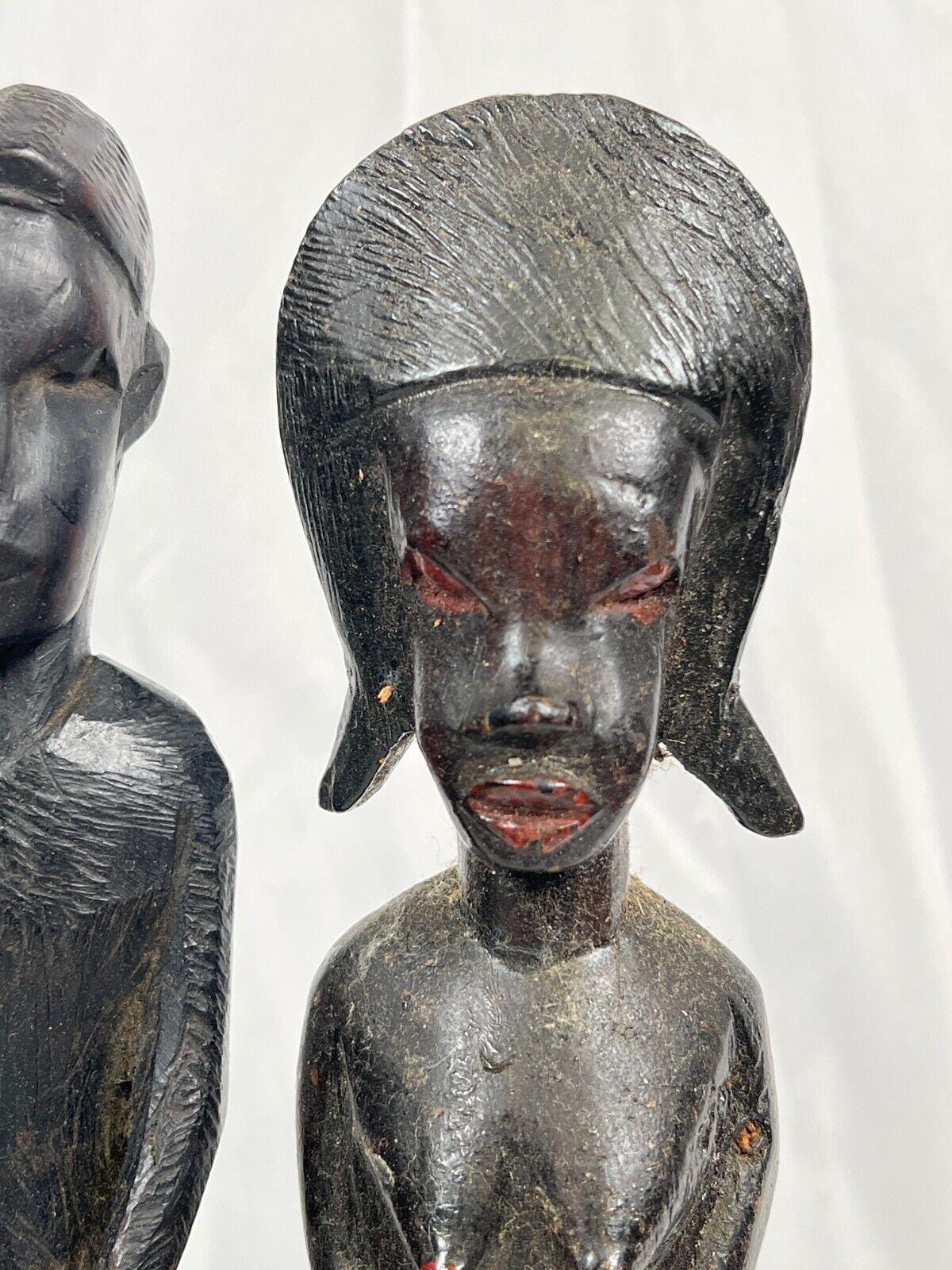 Lot of 5 Vintage Hand Carved Kenya Wooden Statue Figurine Besmo Tribal ...