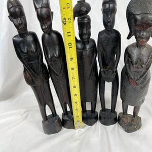 Lot of 5 Vintage Hand Carved Kenya Wooden Statue Figurine Besmo Tribal ...