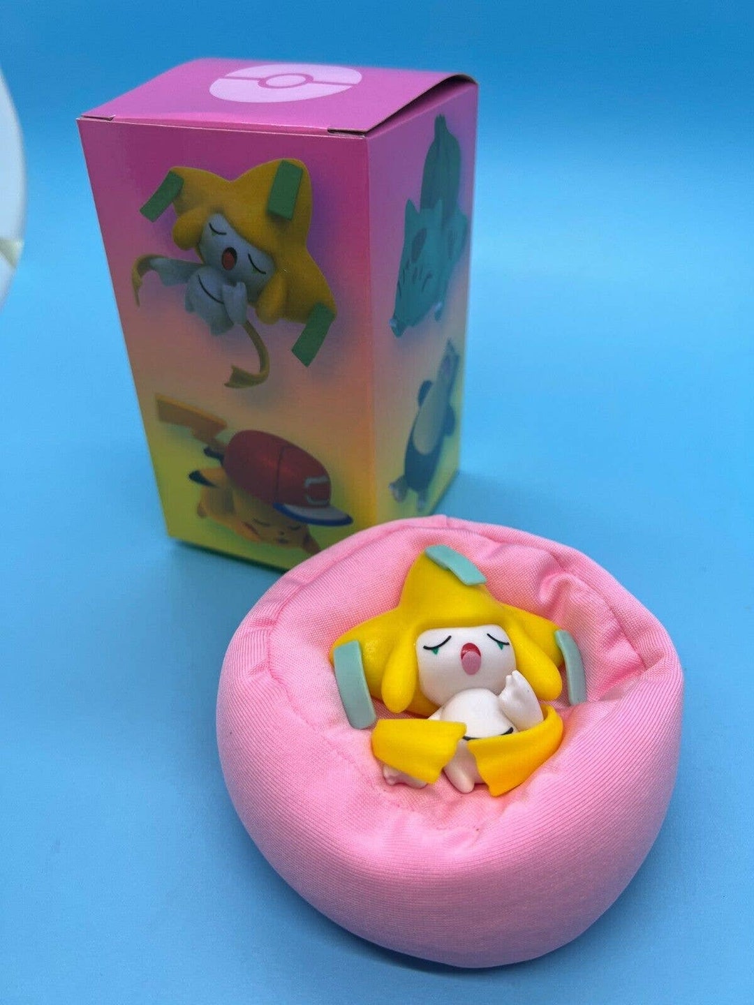 Pokemon Sleeping Jirachi PVC Figure on a Pink Sleeping Bag - Etsy