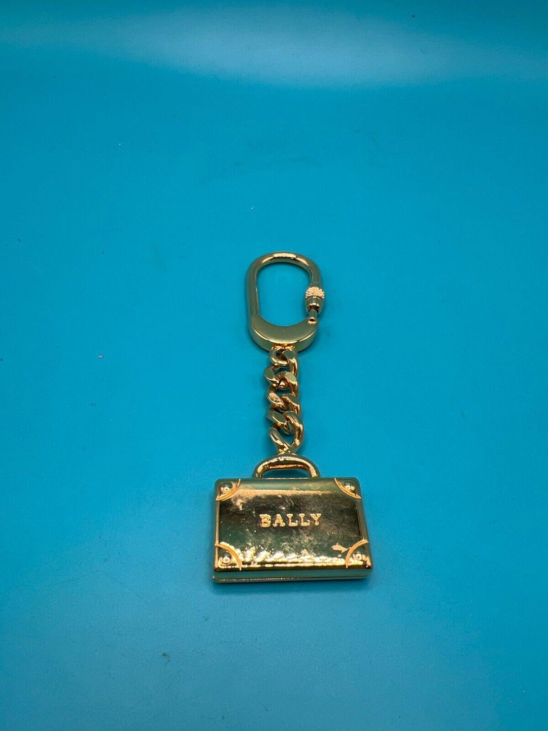 Genuine Treasure Box Gold Tone Metal Logo Bally Purse Keychain Keyring ...